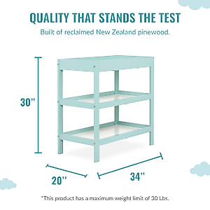 Dream On Me, Ridgefield Changing Table, Mint & White 33.5x16x33.5 Inch (Pack of 1)