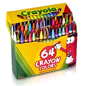 Crayola Crayons, Regular Size, 64 Count with Sharpener