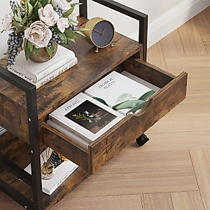 TigerDad Mobile Printer Stand with Storage Drawer, Utility Carts with Wheels, File Cabinet Workspace Desk Organizer Shelf for Home Office