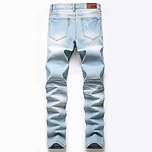 Liuhond Men's Ripped Distressed Destroyed Straight Fit Washed Denim Jeans Pants(3330Blue, 34)