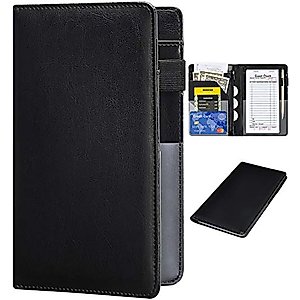 Server Books for Waitress - Leather Waiter Book Server Wallet with Zipper Pocket, Cute Waitress Book&Waitstaff Organizer with Money Pocket Fit Server Apron（Classic Black）