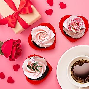 Whaline 36Pcs Baking Cups Heart Cupcake Liners Silicone Non-Stick Pastry Muffin Liner Molds Reusable Storage Container for Wedding Birthday Valentine's Day Party Anniversary DIY Craft, 2.8Inch