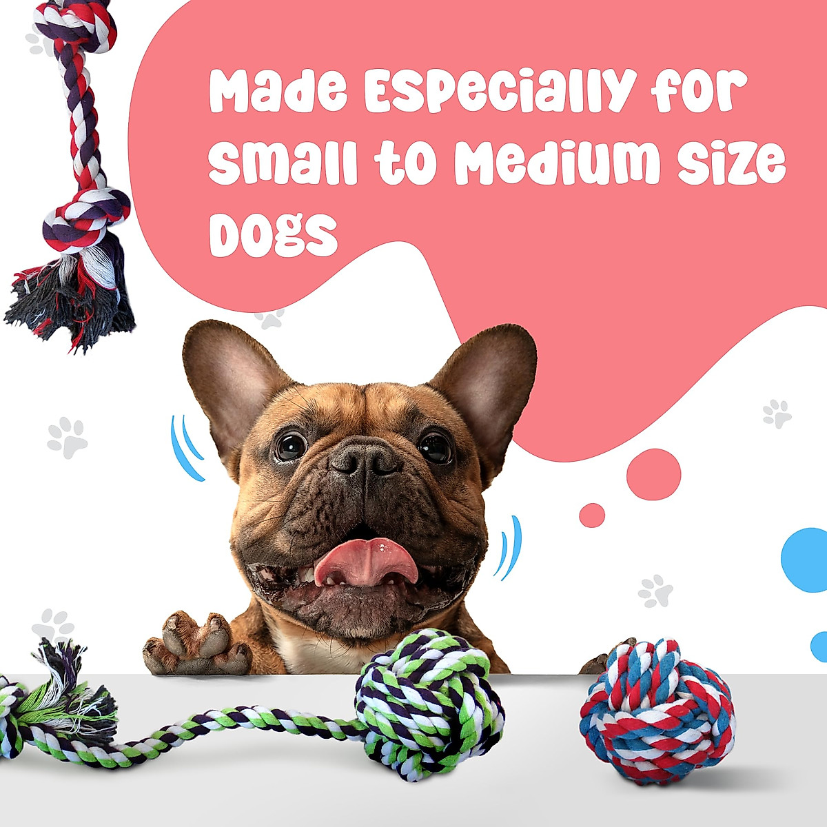 Pacific Pups Products for Dogs - Dog Toys for Aggressive Chewers, 11 Heavy Duty Dog Chew Toys for Aggressive Chewers, Cotton Puppy Chew Toys for Teething, Dogs Toys, Benefits Non-Profit Dog Rescue