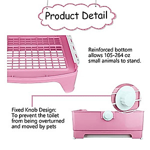 Tfwadmx Large Rabbit Litter Box Bunny Corner Toilet Potty Trainer with Drawer Bigger Pet Pan for Adult Guinea Pigs Chinchilla Hamster Hedgehog and Other Animals (Pink)