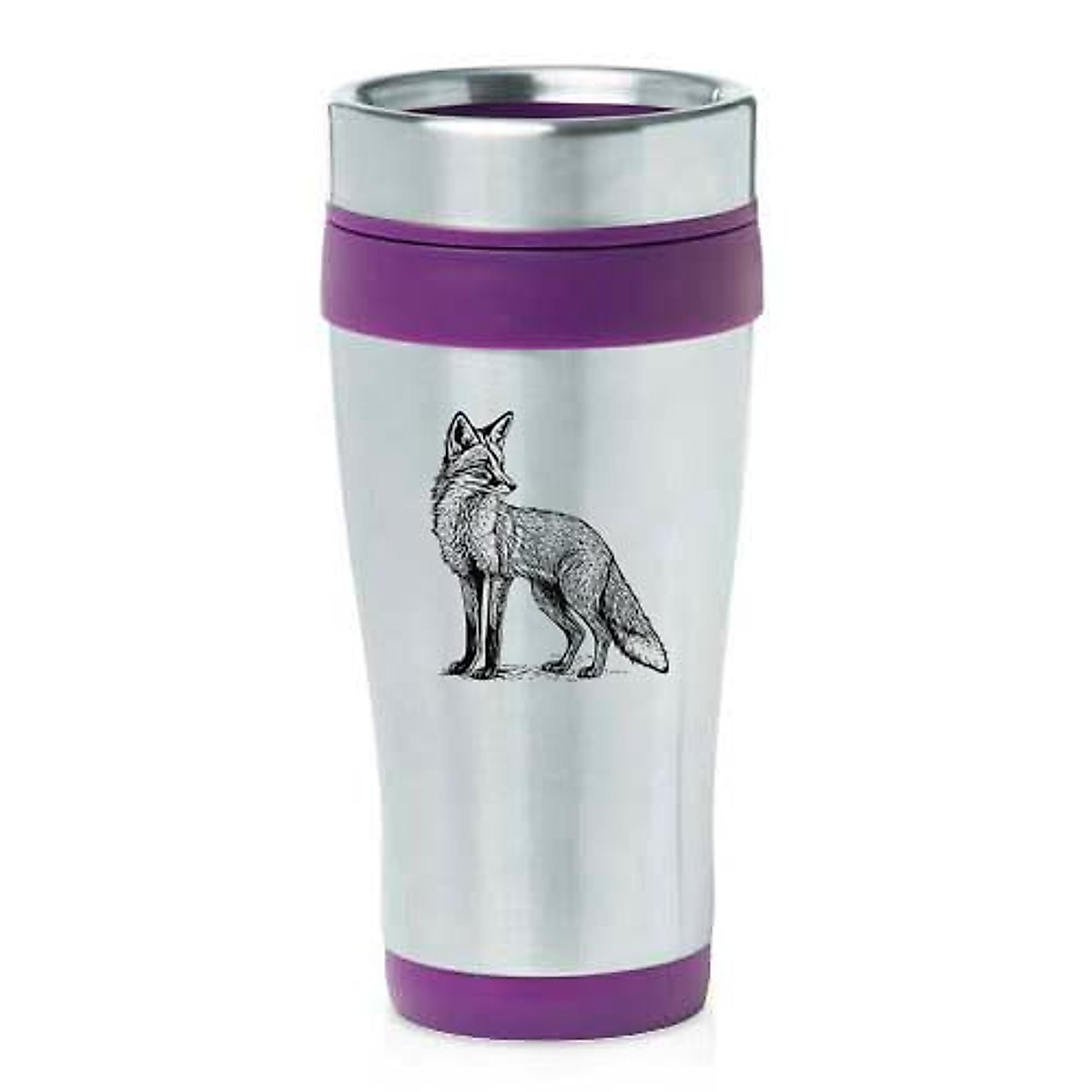 16oz Insulated Stainless Steel Travel Mug Coffee Mug Tumbler Fox (Purple)