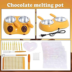 Candy Chocolate Melting Pot for Melting Chocolate, Butter, Cheese, Candy Candle with Tool Mold Handmade DIY Making Electric Melting Pot Chocolate Melting Warming Fondue Set Yellow