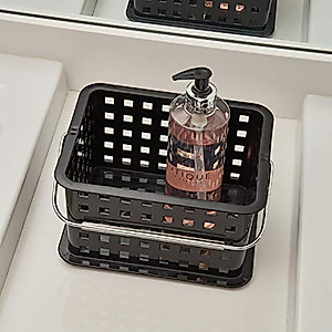 iDesign Spa Plastic Storage Shower Basket with Handle for Bathroom, Health, Cosmetics, Hair Supplies and Beauty Products - 5.3" x 8.8" x 6.9" - Black