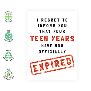 CENTRAL 23 Son Birthday Card - Your teen years have Expired - 20th Birthday Card for Men & Women - Daughter Gift from Mom and Dad - Hilarious Birthday Card for Him and Her - Age 20 - with Stickers