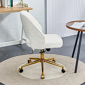 Gustonhon Modern Household Velvet Office Chair,Adjustable 360°Swivel Chair Armless Swivel Computer Chair,with Wheels High Back,Suitable for Living Room,Bedroom,Office,Hotel Dining Room (White)