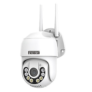 EVERSECU 5MP Ultra HD 2.4Ghz WiFi IP PTZ Camera Outdoor Night Vision Waterproof CCTV Security Dome Camera 5X Digital Zoom, with PC Software/Web Client, Two Way Audio CCTV Surveillance Camera