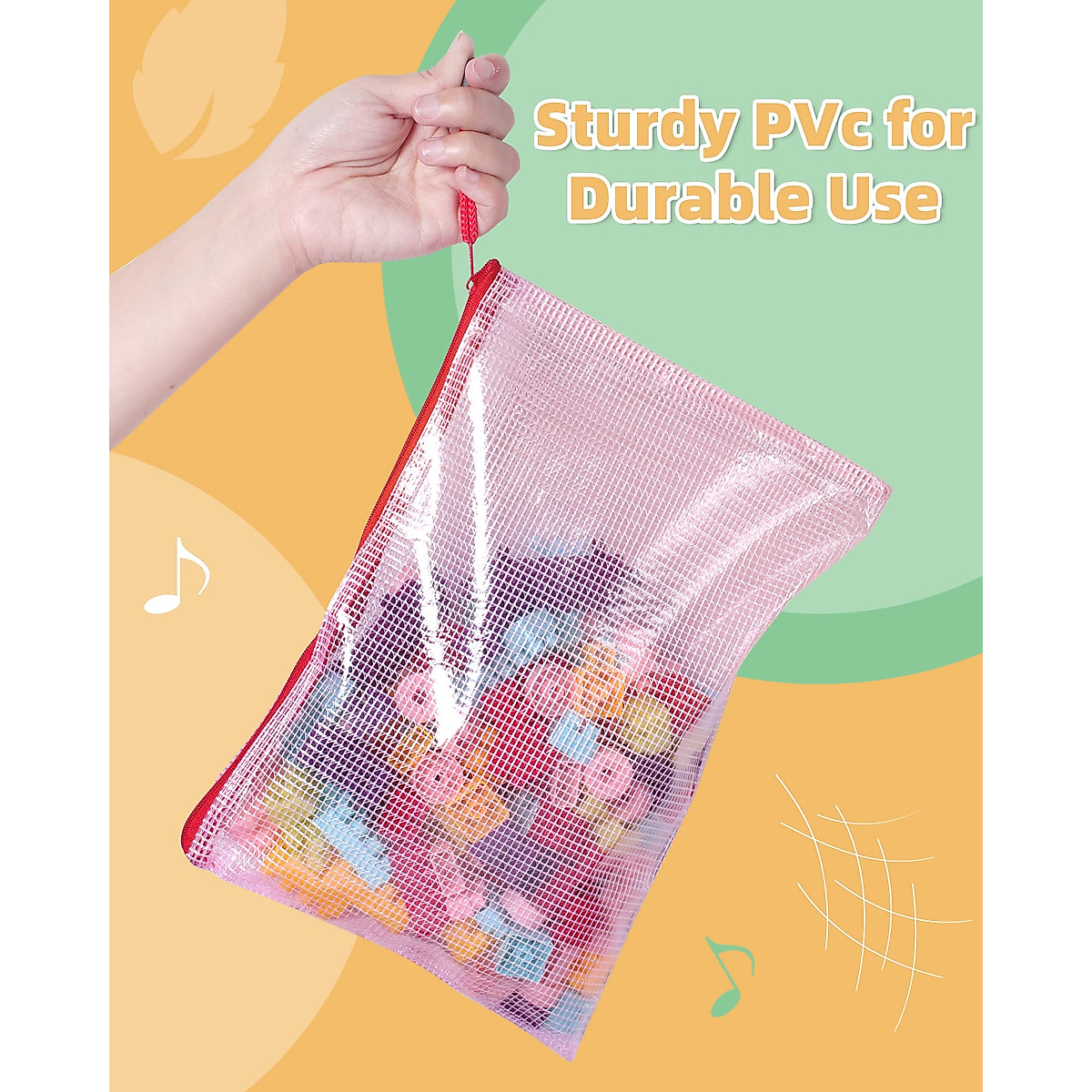 Yclin 16pcs 8 Sizes Mesh Zipper Pouch,Waterproof Zipper Bags,for Board Games Toys Storage, 8 Sizes Waterproof Plastic Document Pouch,for Travel Accessories, Documents Cosmetics School Office Supplies