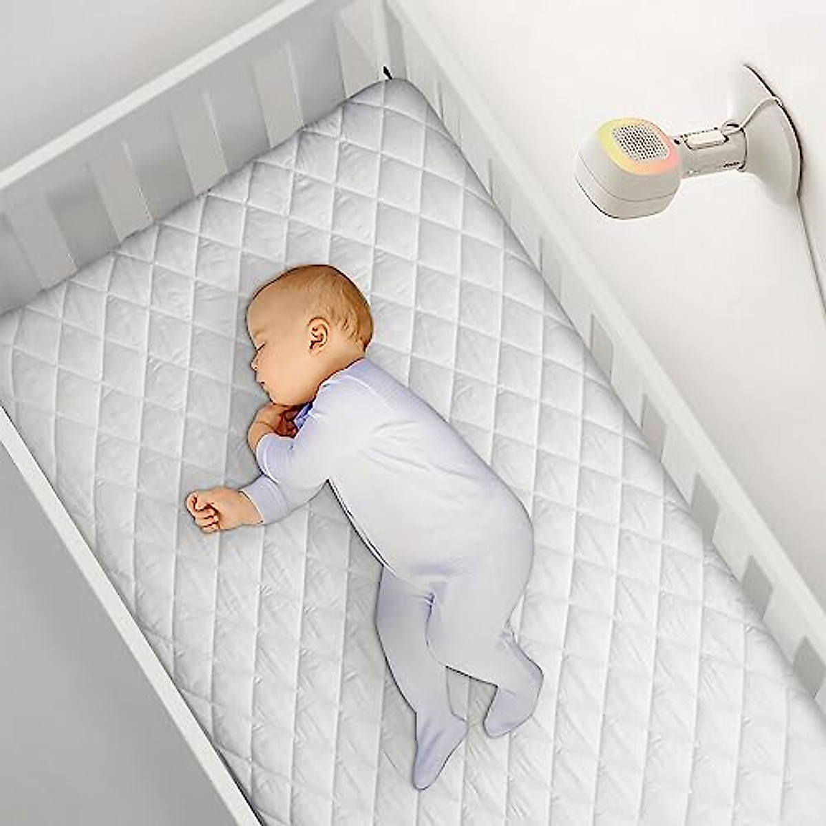 Hubble Connected Nursery Pal Cloud Smart Connected, Wi-Fi Enabled Baby Monitor with 5-Inch HD Color Parent Unit Viewer, Soothing Sounds and White Noise, 7-Color Night Light, Wall Mount, White