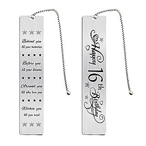 Jzxwan Happy 16th Birthday Gifts for Teen Girls Boys, Sweet 16 Year Old Birthday Bookmark Gift for Women Men, 16 Birthday Decorations for Boys