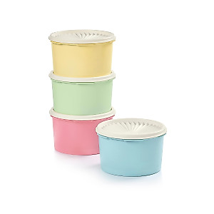 Tupperware Heritage Collection 8 Piece Food Storage Canister Set in Vintage Colors - Dishwasher Safe & BPA Free - (4 Containers + 4 Lids)