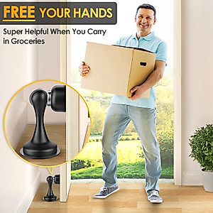 Door Stoppers Magnetic Door Catch - 2 Pack Stainless Steel Heavy Duty Door Holder Stops for Bottom Top of Door - Wall Floor Mounting No Drill 3M Adhesive & Screws Strong Magnet Keep Door Open