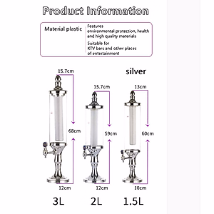 NOMAL Tabletop Wine Beer Tower Beverage Juice Dispenser with LED Colorful Shinning Lights for Bar Party Restaurant KTV Barbecue Restaurant (Silver,1.5L)
