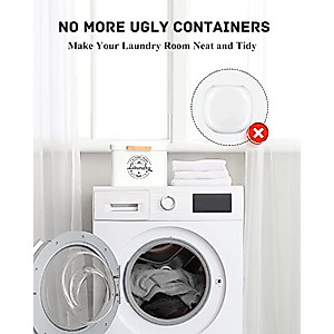 Laundry Pods Container with Hinged Lid. Farmhouse Metal Laundry Pods Holder Container for Laundry Room Decor. Modern Laundry Room Organization and Storage. Laundry Detergent Container for Laundry Room Storage(Cream)