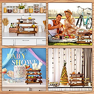 2 Pcs Wooden Cupcake Stand and Towers 4 Tier Display Stand Farmhouse Tiered Wood Cake Stand Rustic Risers for Display Cupcake Dessert Stand for Retail Vendors Indoor Outdoor Plant (Brown)