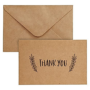 Thank You Cards - 36-Count Thank You Notes, Kraft Paper Bulk Thank You Cards Set - Blank on The Inside, Handwritten Style, Includes Thank You Cards and Envelopes, 4 x 6 inches