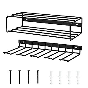 LADECH Set of 2 Holder Rack with Storage Shelf - Power Tool Organizer , Holds 4 Drills & Batteries - Heavy Duty Hanging Wall Mount for Garage , Home , Workshop