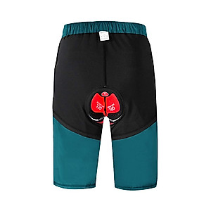 WOSAWE Mens Padded Cycling Shorts Loose-Fit Breathable Mountain Bike 2 in 1 Shorts, Blue XXL