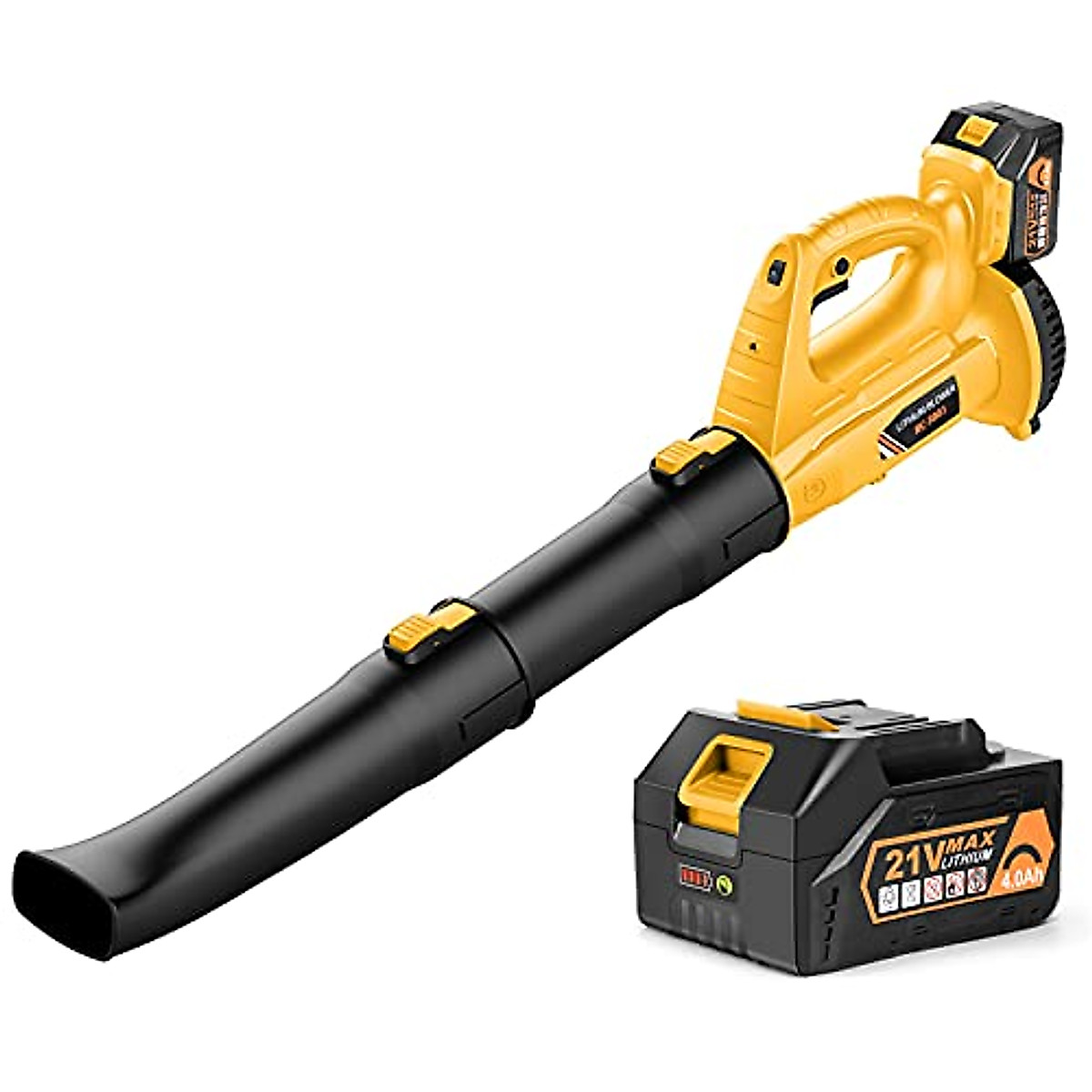 BHY 320 CFM 150 MPH Cordless Leaf Blower with 4.0Ah Battery & Charger, 6-Speed Dial, 2 Section Tubes - Electric Battery Powered Leaf Blower, Versatile and Easy to Use for Yard Work, Dust, Snow Debris