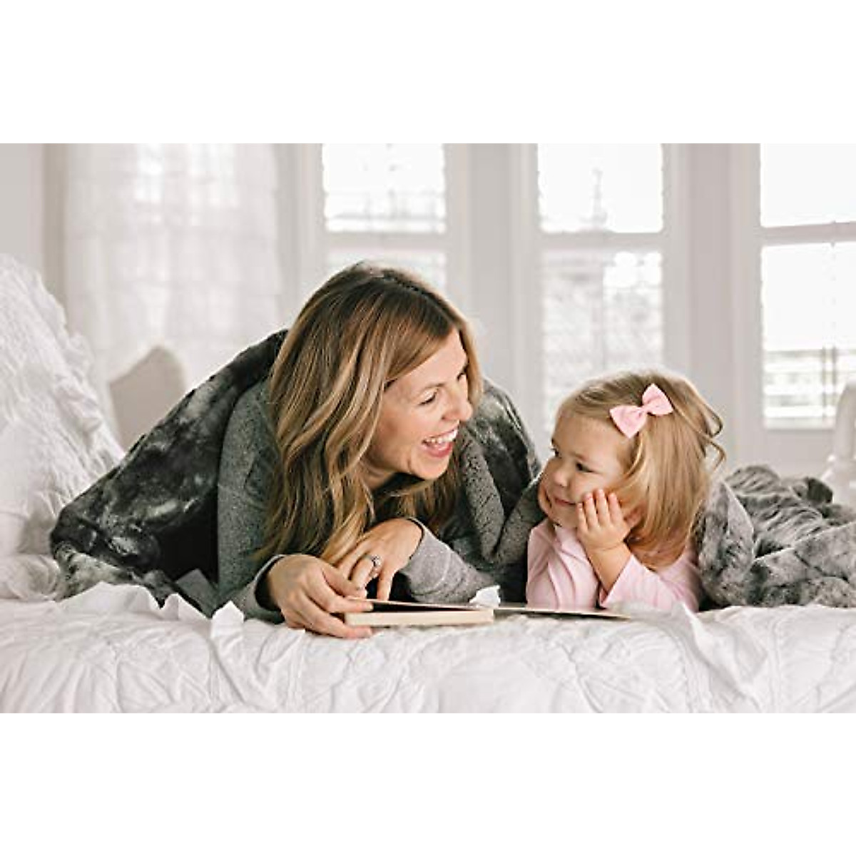 Chanasya Super Soft Fuzzy Faux Fur Throw Blankets - Fluffy Plush Lightweight Cozy Snuggly with Sherpa for Couch Sofa Living Room Bedroom - Grey Fall & Winter Home Decor (50x65 Inches) Gray Blanket