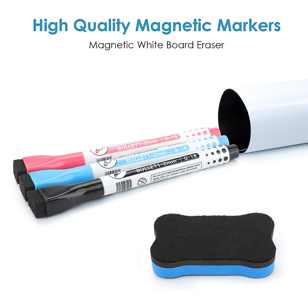 MaxGear Small Magnetic Dry Erase Board Sheet for Refrigerator, Fridge Whiteboard for Kitchen, 12"x8" White Board Organizer and Planner with Stain Resistant Technology, Include 1 Eraser, 3 Markers