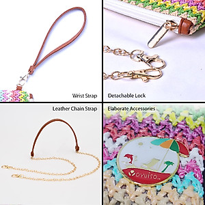 Y Y0YUISO Straw Cute Clutch Purses for Women, Small Handnade Beach Rattan Handbag With Zipper for Summer, Vacation Lightweight Wristlet Wallets (B-Multicolor)