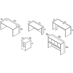 Bush Business Furniture Series C U Shaped Desk with Hutch and Mobile File Cabinet, 60W, Hansen Cherry