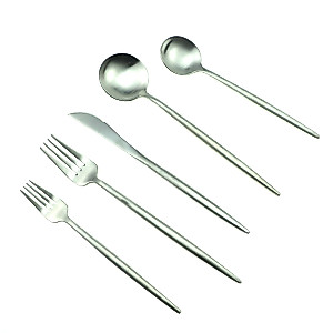 JASHII 18/10 Stainless Steel 20-Piece Matte Silver Flatware Set,Dinner Knife Fork Salad Fork Dessert Spoon, Service for 4, Luxury Silverware Cutlery Utensil Sets