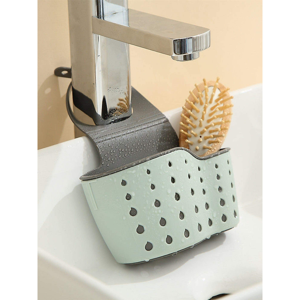 VANVENE Kitchen Sink Shelf Soap Sponge Drain Rack Holder Double Decker Hanging Basket Storage Suction Cup Kitchen Organizer Sink Accessories Wash Dropshipping, 1Pcs (Green)