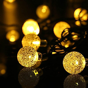 SIVMIG Solar String Lights 60 Led 36 Feet Crystal Globe Lights with 8 Lighting Modes, Waterproof Solar Powered Patio Lights for Garden Yard Porch Wedding Party Festival Decor, Warm White