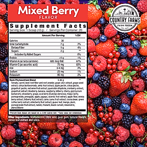 COUNTRY FARMS Super Reds, Energizing Polyphenol Superfood, 48 Super Fruits and Berries, Powerful Antioxidants and Polyphenols, Supports Energy, 20 Servings, Mixed Berry Flavor