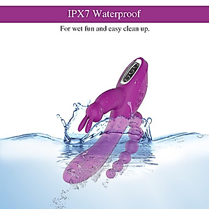 G-Spot Rabbit Anal Dildo Vibrator - 3 in 1 Adorime Adult Sex Toys with 7 Vibrating Modes for Women, Silicone Waterproof Rechargeable Clitoris Vagina Stimulator Massager Sex Things for Solo or Couples