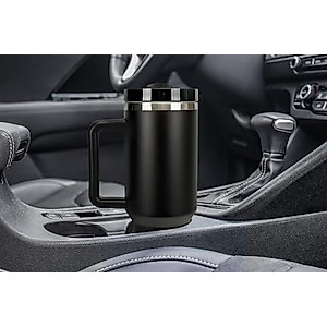 Elanze Designs 40 oz Stainless Steel, Large Water Bottle, Coffee Mug, Spill & Leak Resistant, Thermal Travel Tumbler With Handle, Lid & Straw, Midnight Black