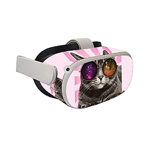 MightySkins Skin Compatible with Oculus Quest 2 - Galaxy Cat | Protective, Durable, and Unique Vinyl Decal wrap Cover | Easy to Apply, Remove, and Change Styles | Made in The USA, OCQU2-Galaxy Cat