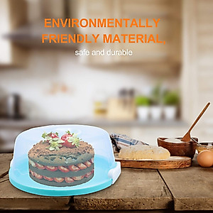 DOITOOL Plastic Portable Cake Box Dish Food Covers Locking Cake Carrier Holder Round Bread Container Cheese Cloche Dome for Food Cake Takeaway Supplies Blue