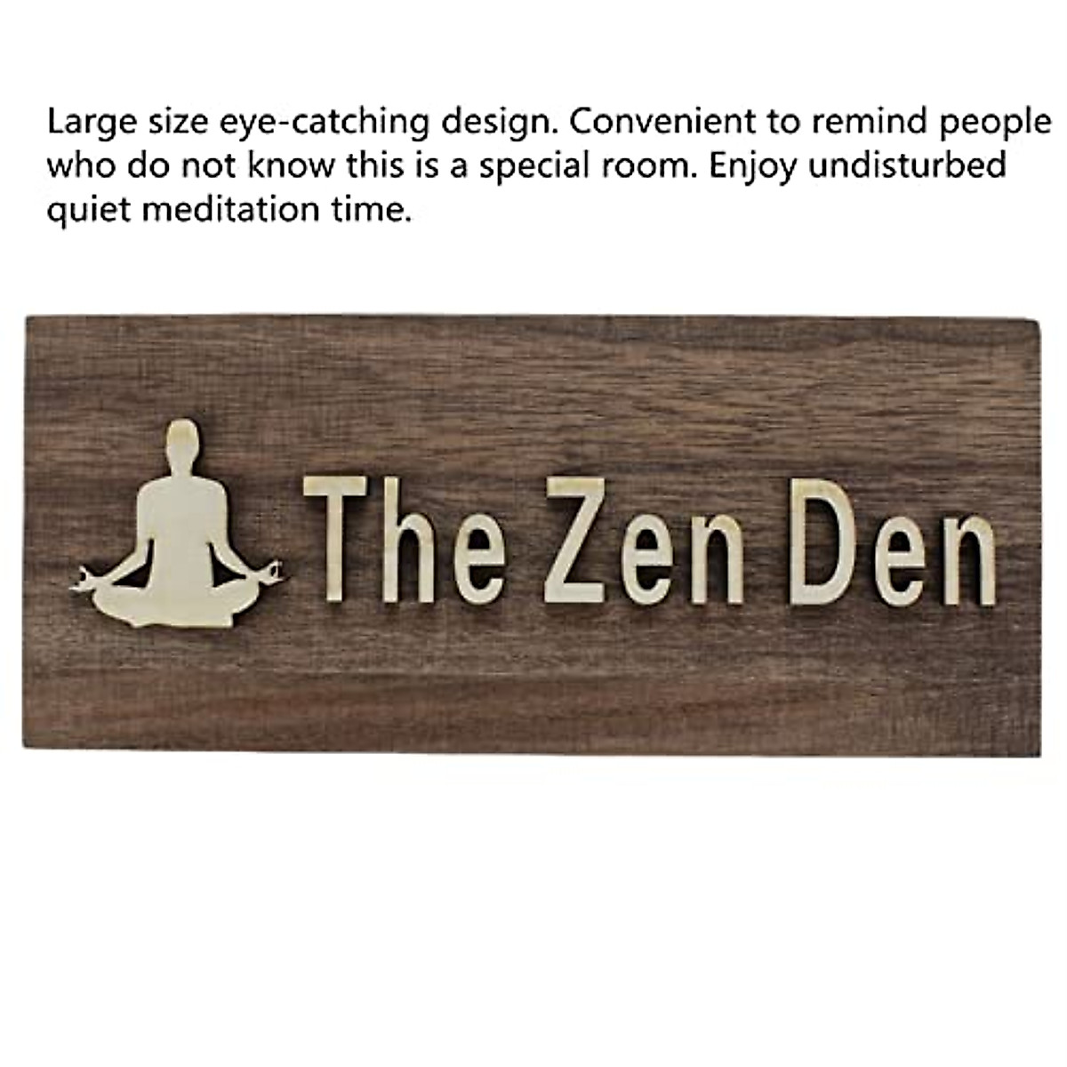 FIREFLYWEB The Zen Den signs Room Decor Meditation in Progress Wall Hanging Sign with Hooks Inspirational Wooden Door Plaque for Yoga Studio Bedroom Decoration (Brown)