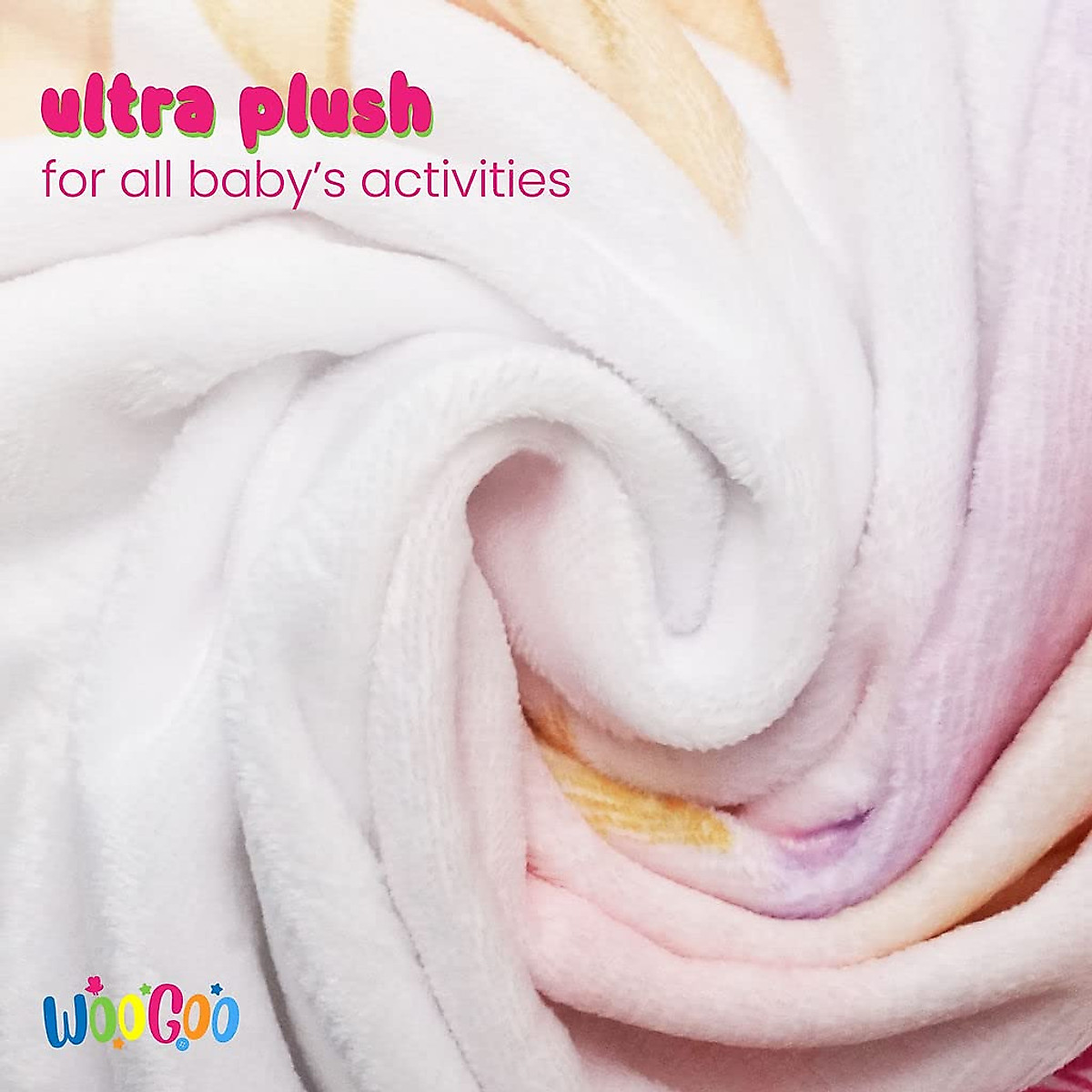 WooGoo Baby Milestone Blanket for Baby Boys and Baby Girls - Soft Premium Fleece - Baby Boy Shower Gifts - Baby Growth Chart - New Born Baby Gifts, Blanket, 40 x 60 Inches (Pink)