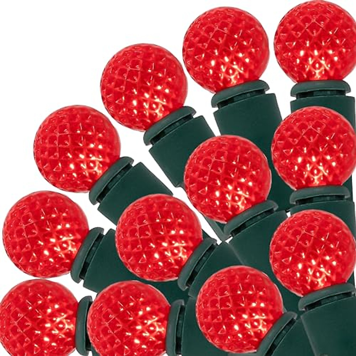LED Christmas Tree Lights 60 Count, G12 Globe Indoor Outdoor String Lights, 20ft Green Wire Mini Ball, UL Certified (Red)