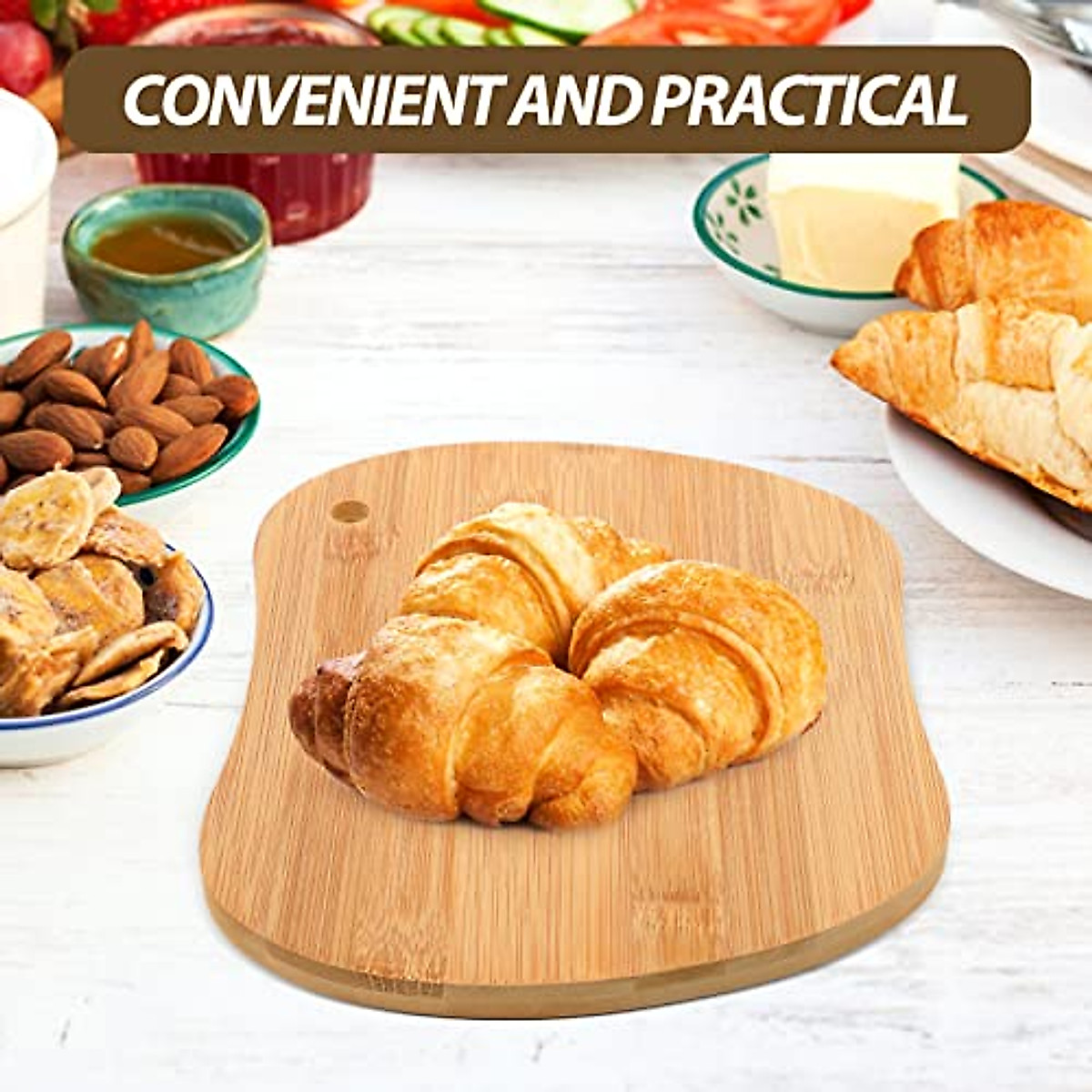 BESTonZON Wooden Cutting Board Charcuterie Boards Kitchen Chopping Board with Hole Bread Serving Board Fruit Serving Platter for Kitchen for Meat Bread Vegetables Apple