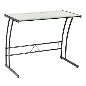 LumiSource Single Bit Computer Desk, Home Office Desk, Black Desk, Glass Desk, Small Desk for Bedroom, Gaming Desk, Contemporary Desk