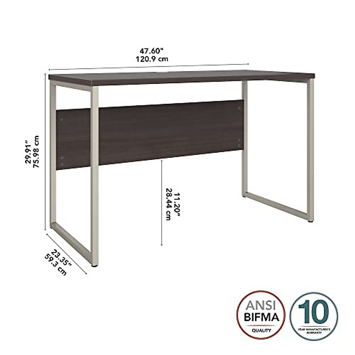 Bush Business Furniture Hybrid Computer Table Desk with Metal Legs, 48W x 24D, Storm Gray