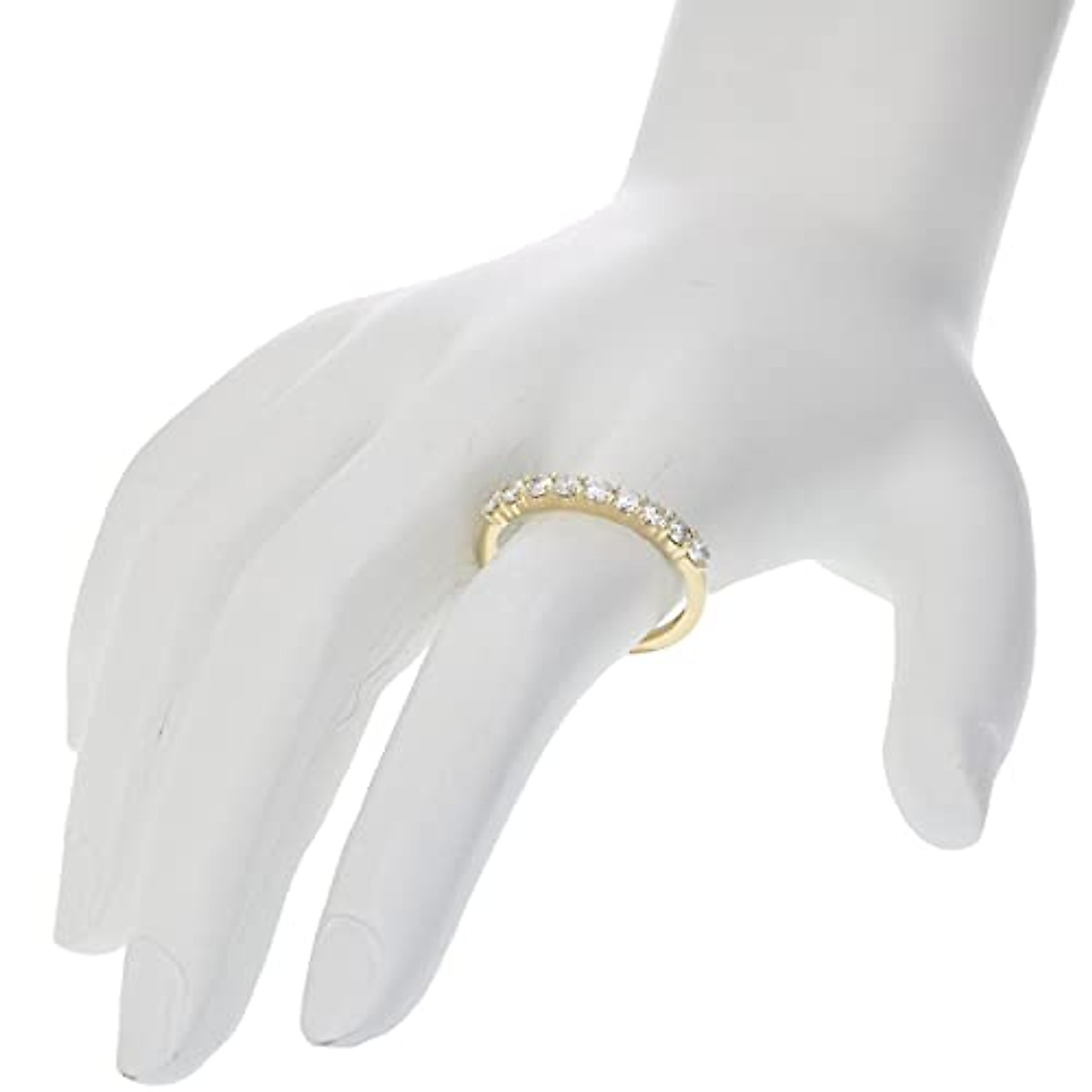 VIR JEWELS 1/2 carat (ctw) Diamond Wedding Anniversary Band for Women, Round Diamond Engagement Ring 14K Yellow Gold 9 Stones Prong Set 0.50 cttw, Size 4.5