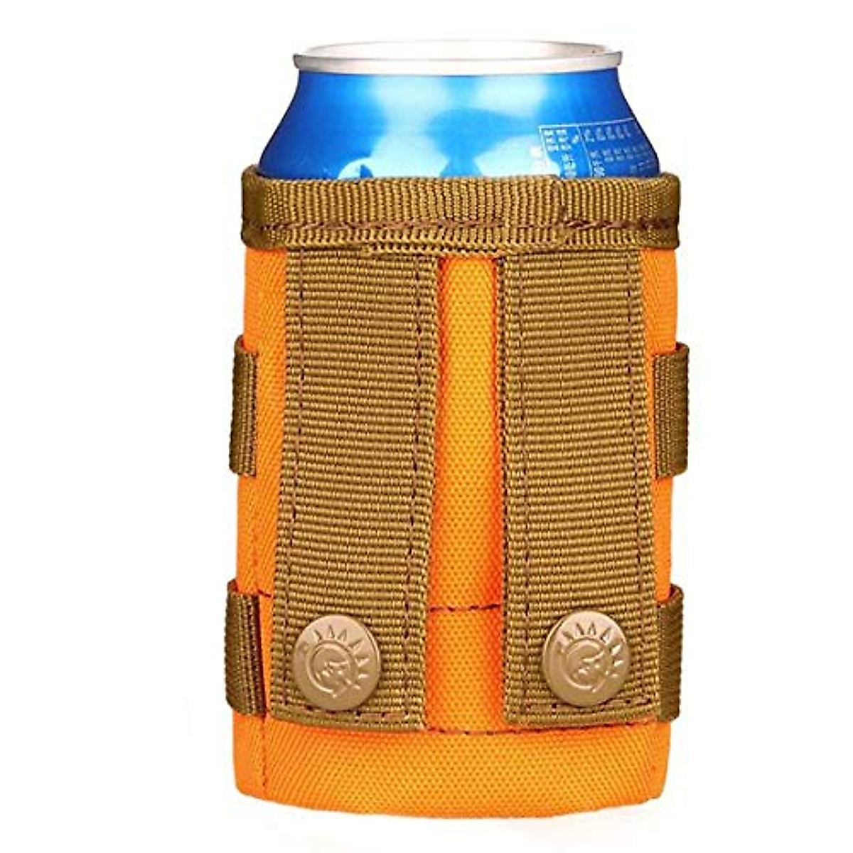 Molle Can Holder Coolie(s) Gifts for Men And Women 10-15 OZ Collapsible Nylon Can Beer Beverage Cooler Cover Insulator Holder Sleeve for Cola Beer Soda （Orange）