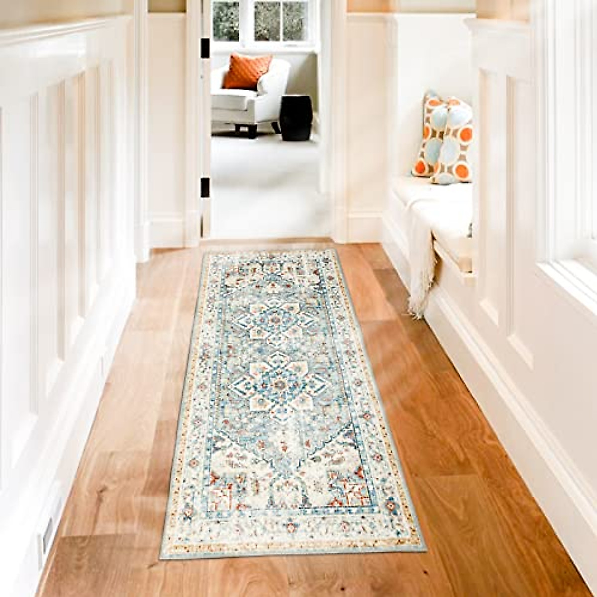 Lbris Washable Runner Rug,2'x6',for Hallway Laundry Room Kitchen Entryway Bathroom,Non Slip Rug Runners with Rubber Backing,Non Skid Stain-Resistant Non Shedding Runners(Vintage)