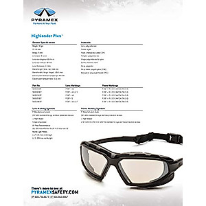 Pyramex Safety Highlander XP Eyewear, Black-Gray Frame/Clear Anti-Fog Lens