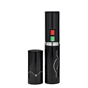 Foxfend Spark Lipstick Stun Gun Women Self Defense Bright Led Flashlight - Rechargeable Battery (Black)