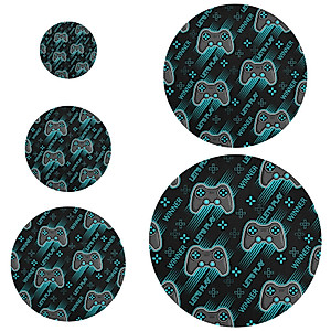 Bowl Cover Reusable Blue Joystick Video Game Black Elastic Fabric Food Storage Cover Stretch Lids 5 Pieces for Kitchen Food Bread Abstract Bowl Containers Dish Covers for Fruits,Leftover